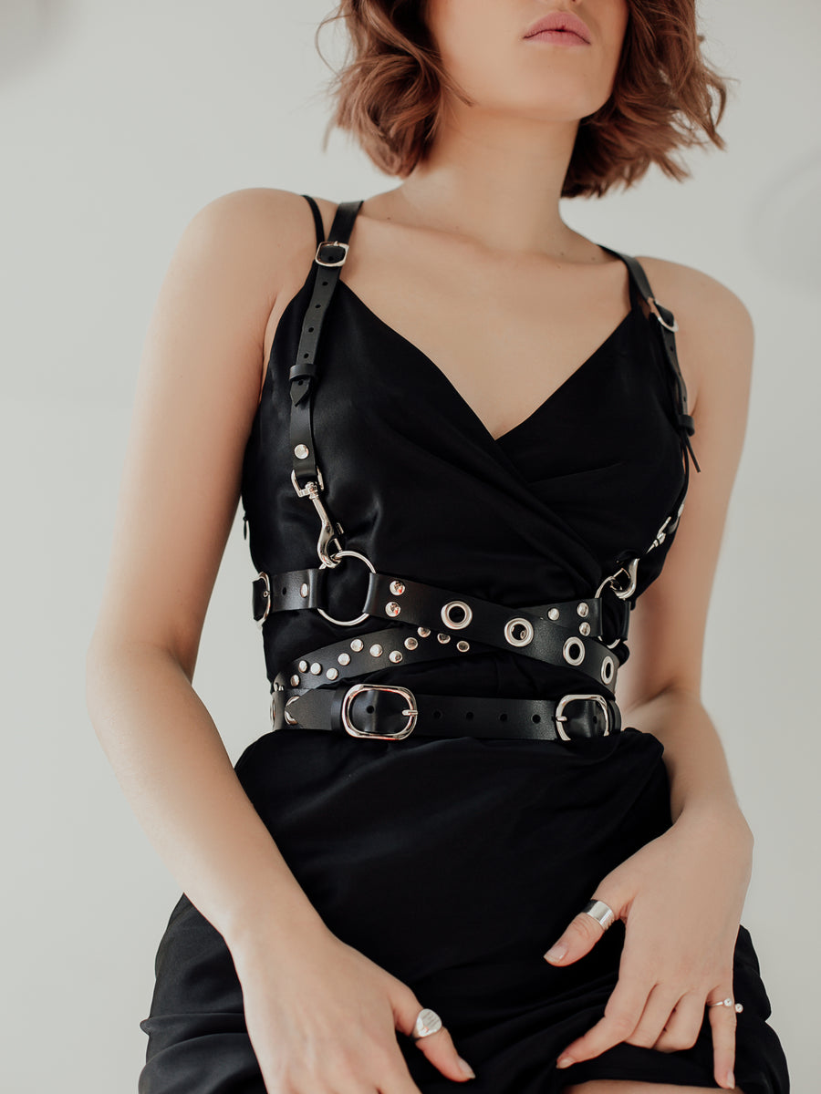 Leather body harness womens, luxury body straps online | Bleak&Sleek, USA