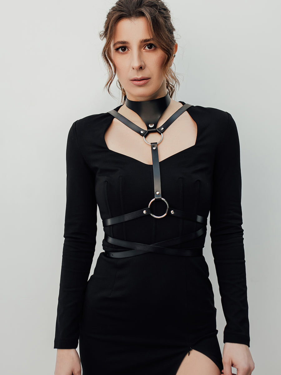 Leather body harness womens, luxury body straps online | Bleak&Sleek, USA